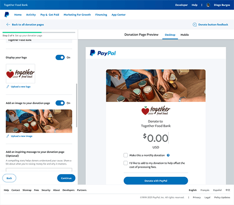 Add the donate button on your website - PayPal US